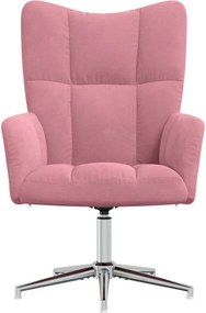 Relaxační křeslo růžové samet 328121