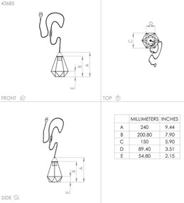 Eglo 43685 - Stolní svítidlo do zásuvky TARBES 1xE27/60W/230V