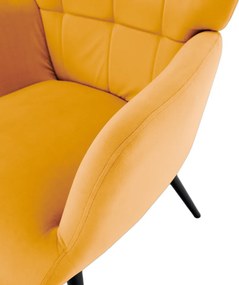 Křeslo s podnoží, žlutá Velvet látka/černá, HABEN