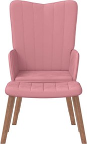 Relaxační křeslo se stoličkou růžové samet 327670