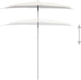 Zahradní půlkruhový slunečník s tyčí 180 x 90 cm pískový 315559