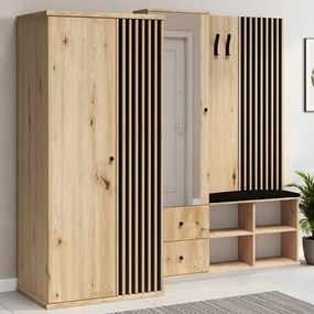 Předsíňová stěna CALI se zrcadlem + skříň C-1 | artisan