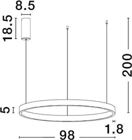 Závěsné LED svítidlo NOVA LUCE ELOWEN 106W 3000K 9345670 stmívatelné Triac