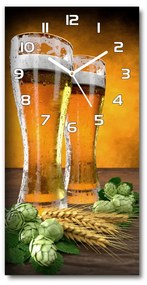 Wallmuralia Nástěnné hodiny Dvě sklenice piva 30x60 cm