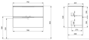 Sapho Cirasa koupelnová skříňka pod umyvadlo 78 x 54 x 39 cm dub alabama CR792-2222
