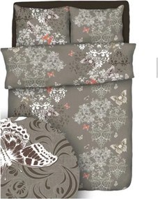 Povlečení bavlněné Butterfly garden brown TiaHome - 1x Polštář 90x70cm, 1x Přikrývka 140x200cm