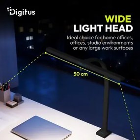 LED stolní lampička s klipem černá / Stolní lampička / 50 cm / 1025 lm