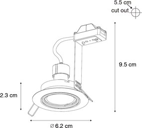 Sada 6 černých zapuštěných bodových svítidel GU10 35 mm - Edu