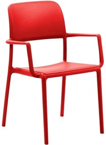 OnaDnes -20% Nardi Červená plastová zahradní židle Riva s područkami