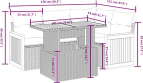 5dílná zahradní sedací souprava s poduškami černá polyratan 3273940