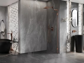 Mexen, Mexen Lunar L sprchová stěna pravá 120 x 200 cm, průhledná 8 mm, růžové zlato - 830L-120-000-60-00-P