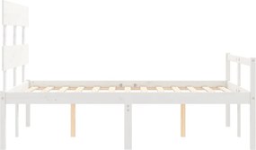 Postel s čelem pro seniory bílý 120x200 cm masivní dřevo 3195347