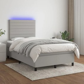 Box spring postel s matrací a LED světle šedá 120x200 cm textil 3134941