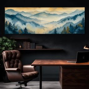 Obraz na plátně - Mlžné kopečky se smrkovými lesy FeelHappy.cz Velikost obrazu: 240 x 80 cm