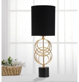 Stolní lampa s textilním stínidlem v černo-zlaté barvě (výška 58,5 cm) Circly – Mauro Ferretti