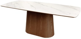 Invicta Hnědý jídelní stůl UNIQUE 200x90cm bílý mramor 45139