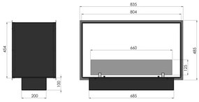 InFire - Vestavěný BIO krb 48,5x83,5 cm 3,5kW černá