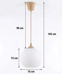BRILAGI - LED Lustr na lanku RETRO GLASS 1xE27/60W/230V pr. 15 cm béžová/bílá