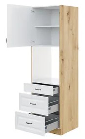 Vysoká kuchyňská skříňka pod troubu se zásuvkami Retroline 60 DPS-210 3S 1F, Barva: bílá