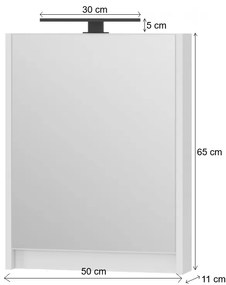 Kingsbath Leo White 50 zrcadlová skříňka do koupelny s LED osvětlením