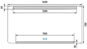 Nimco LED zrcadlo 1400x700 se dvěma dotykovými senzory - ZP 22008VX