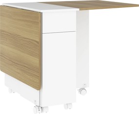 HOMCOM Skládací jídelní stůl šetřící místo pro 6 osob, dřevěný stůl s vyklápěcí deskou na kolečkách, 2 zásuvkami a skříňkou do kuchyně a obývacího po…
