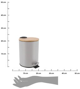 Odpadkový koš Timeless, šedá/s dřevěnými prvky, 2,5 l