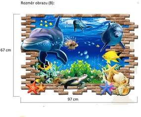 Živá Zeď Samolepka na zeď Roztomilí delfíni Velikost: 88 x 58 cm