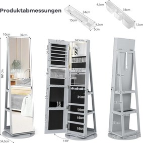 Costway Šperkovnice otočná o 360° s tříbarevnými LED světly Volně