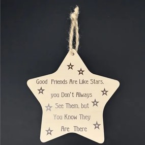 AMADEA Dřevěná dekorace hvězda Good Friends Are Like Stars ..16cm