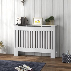 HOMCOM Kryt Radiátoru Moderní Kryt Radiátoru z MDF pro Obývací Pokoj a Ložnici 112x19x81cm Bílý