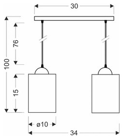 Černé závěsné svítidlo se skleněným stínidlem 10x34 cm Bistro – Candellux Lighting