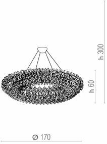 Metal Lux 206.610.06 Astro Amber, designové závěsné svítidlo v průměru 170cm, 28x40W, ambrové sklo, chrom
