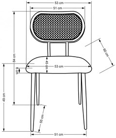 Jídelní židle VANTA — kov, umělý ratan, zelená Halmar