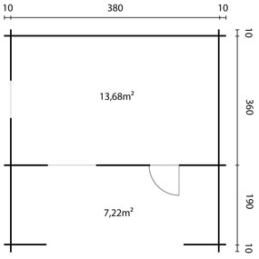 Domek Linda 400x570cm, 2m terasa, 28mm