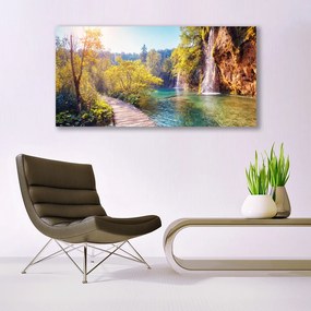 Plexisklo-obraz Jezero Krajina Vodopád 120x60 cm