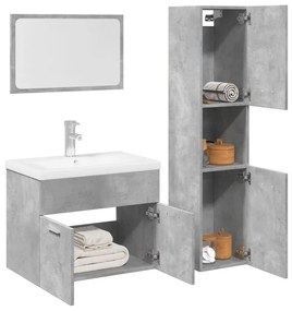4dílný set koupelnového nábytku betonově šedý kompozitní dřevo 3324880