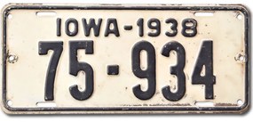 Americká SPZ Iowa 1938 White 75-934