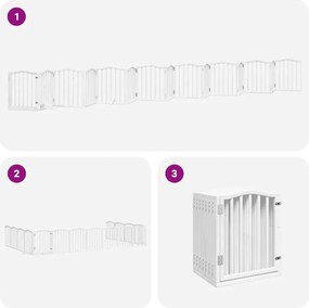 Zábrana pro psy s dvířky skládací 15 panelů bílá 750 cm topol 3155593