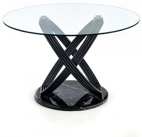 Kulatý jídelní stůl Optiko mramor/černý