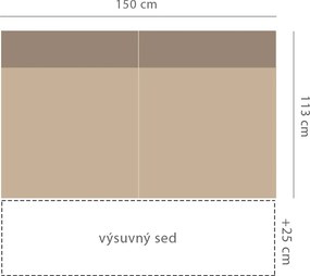 ZURICH 2E | dvoused | s elektrickým rozkladem | 150 cm | VÝBĚR TKANIN