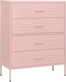 Komoda se zásuvkami růžová 80 x 35 x 101,5 cm ocel 336202