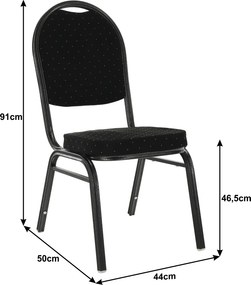 Židle, stohovatelná, látka černá / rám šedý, JEFF 2 NEW