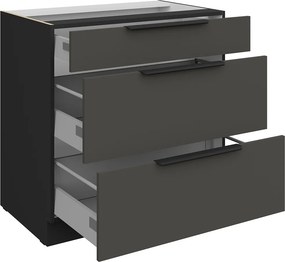 ARIA pe | dolní skříňka 80 D 3S zásuvková | 80 cm | PREMIUM BOX | černá/šedá grafit