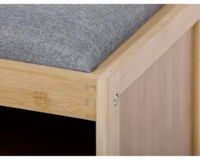 Vyklápěcí sedací botník masiv přírodní odstín šedá látka DR-N1014 GREY2