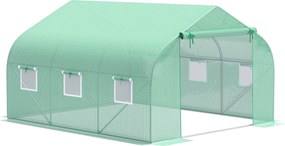 Fóliový skleník Outsunny Skleník 350x300x200 cm se sedlovou střechou ideální pro rajčata a rostliny