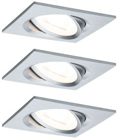 Paulmann 93456 LED Coin Nova rectangular, set hranatých bodovek z kartáčovaného hliníku, 3x6,5W LED 2700K, 8,4x8,4cm