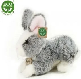RAPPA Plyšový králík ležící bílo černá 23 cm / ECO-FRIENDLY / od 0 měs