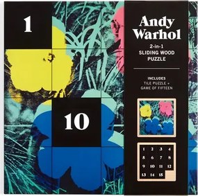 GALISON Posuvné dřevěné puzzle Andy Warhol: Květiny / 2v1 / 16 dílků