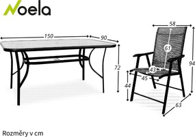 Noela Zahradní jídelní set Porto 150cm + 4x kovová židle Solano